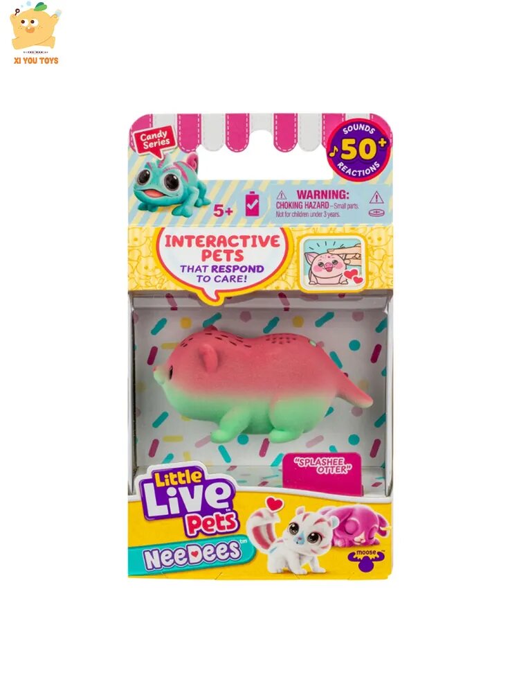 Little Live Pets NeeDees Candy Series Splashee Otter / Интерактивные живые игрушки для домашних животных - идеальный новогодний подарок на 2026 год.