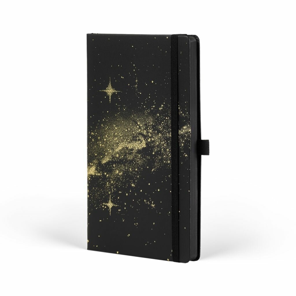 Блокнот в линейку Castelli Milano Total black MILKY WAY GOLD 130*210 Италия