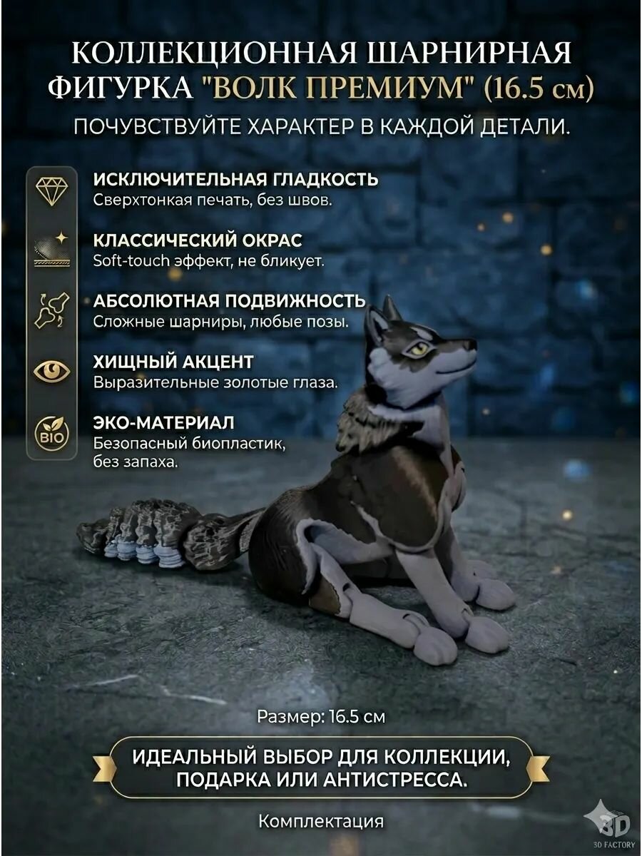 Коллекционная шарнирная фигурка Волк Премиум (16.5 см)