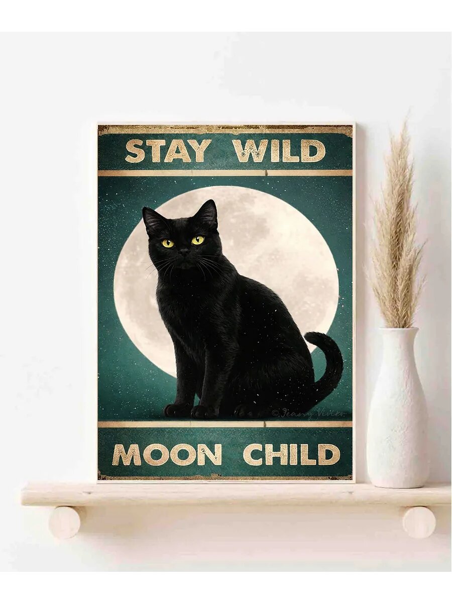 Бомбейская кошка, Stay Wild Moon Child, Плакат 30x42см