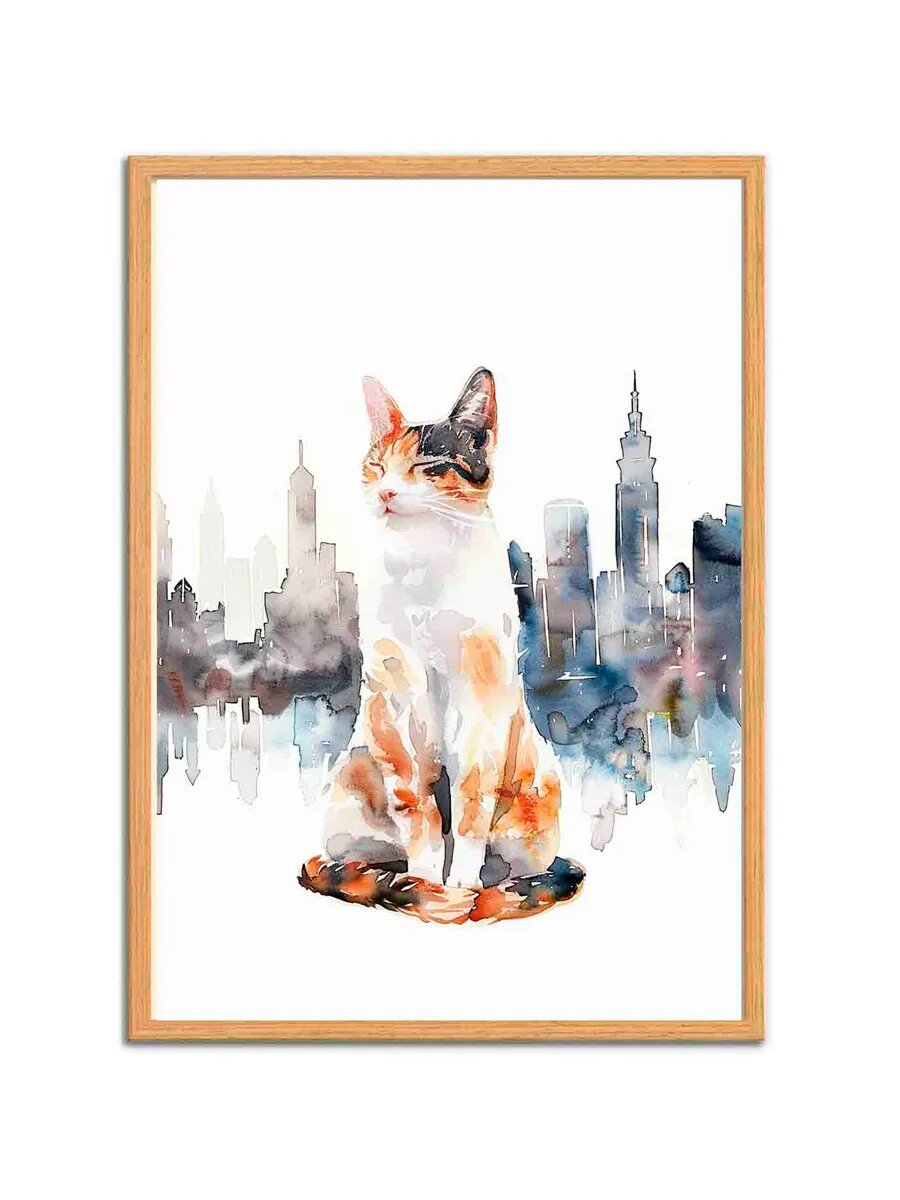 Японский Бобтейл-кот-Йога 1, Плакат 30x42см