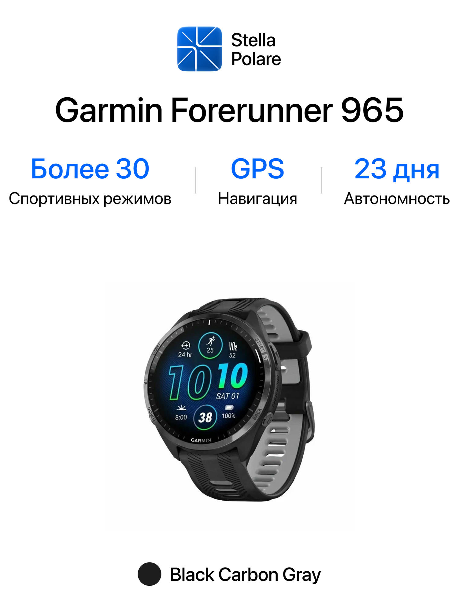 Умные часы GARMIN Forerunner 965 Black Carbon Gray DLC Titanium Bezel - Черные 010-02809-00