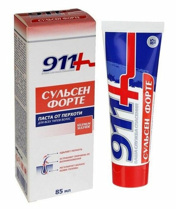 911 Ваша служба спасения сульсен форте Паста от перхоти, 85мл