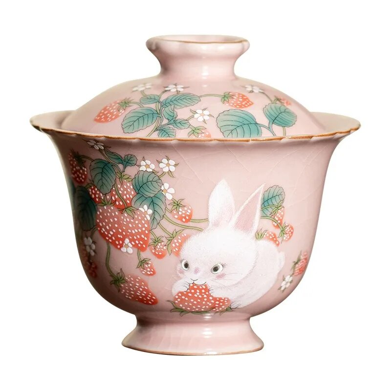 Ру Яо розовый фарфоровый гайвань для чая 100ml Gaiwan