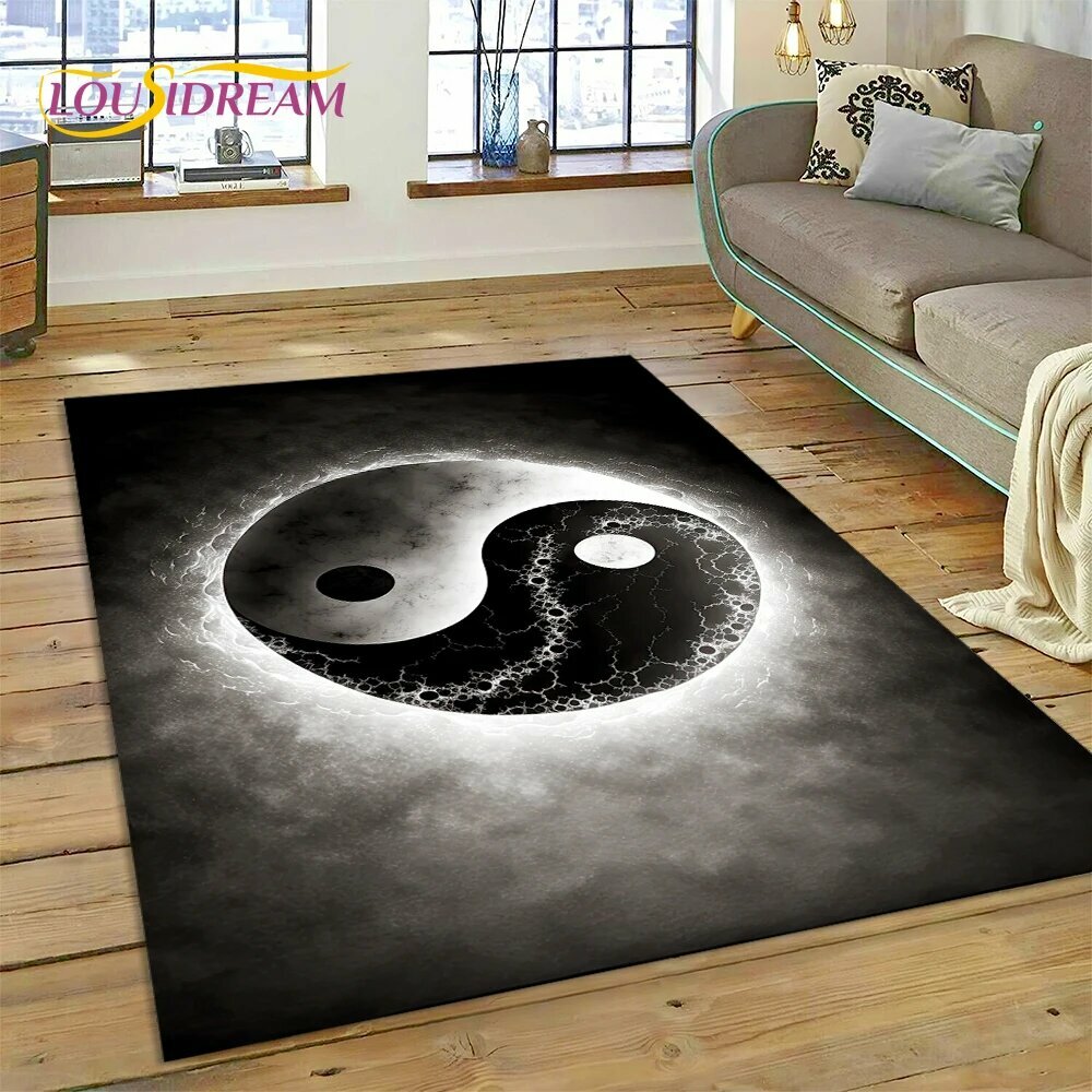 Ковёр Инь Янь 3D, черный, 120x160 см