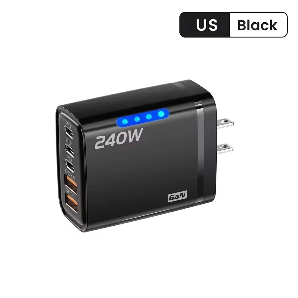 Зарядное устройство 240W GaN, Black-US, Черный