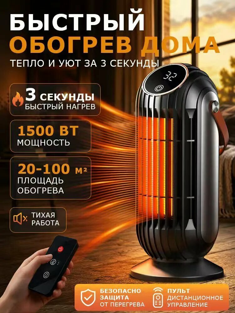 Обогреватель электрический 1500Вт для дома, тепловентилятор с быстрым нагревом, тихий обогрев комнаты и офиса