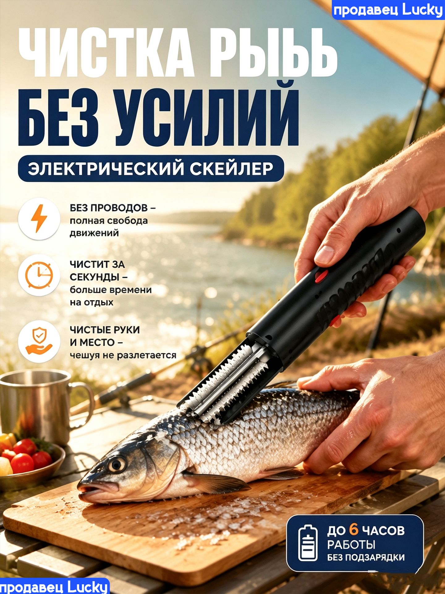 Аккумуляторная электрическая рыбочистка Fish Cleaning, универсальный очиститель чешуи для дома и рыбалки