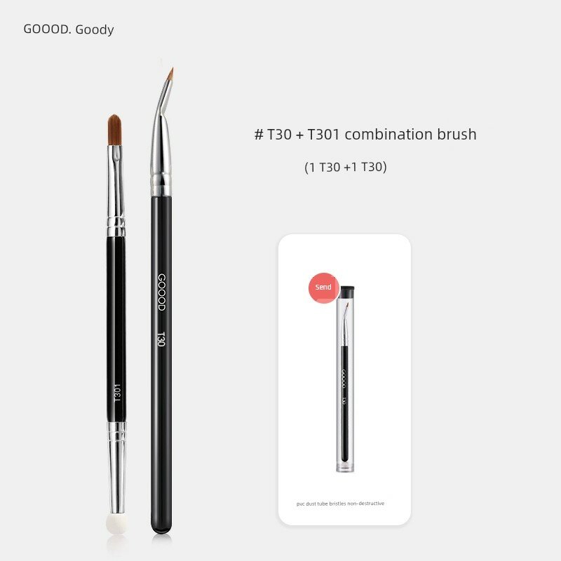 Gudy T301 Комплект из двусторонней кисти для консилера + скошенной кисти для подводки глаз с синтетическим волокном