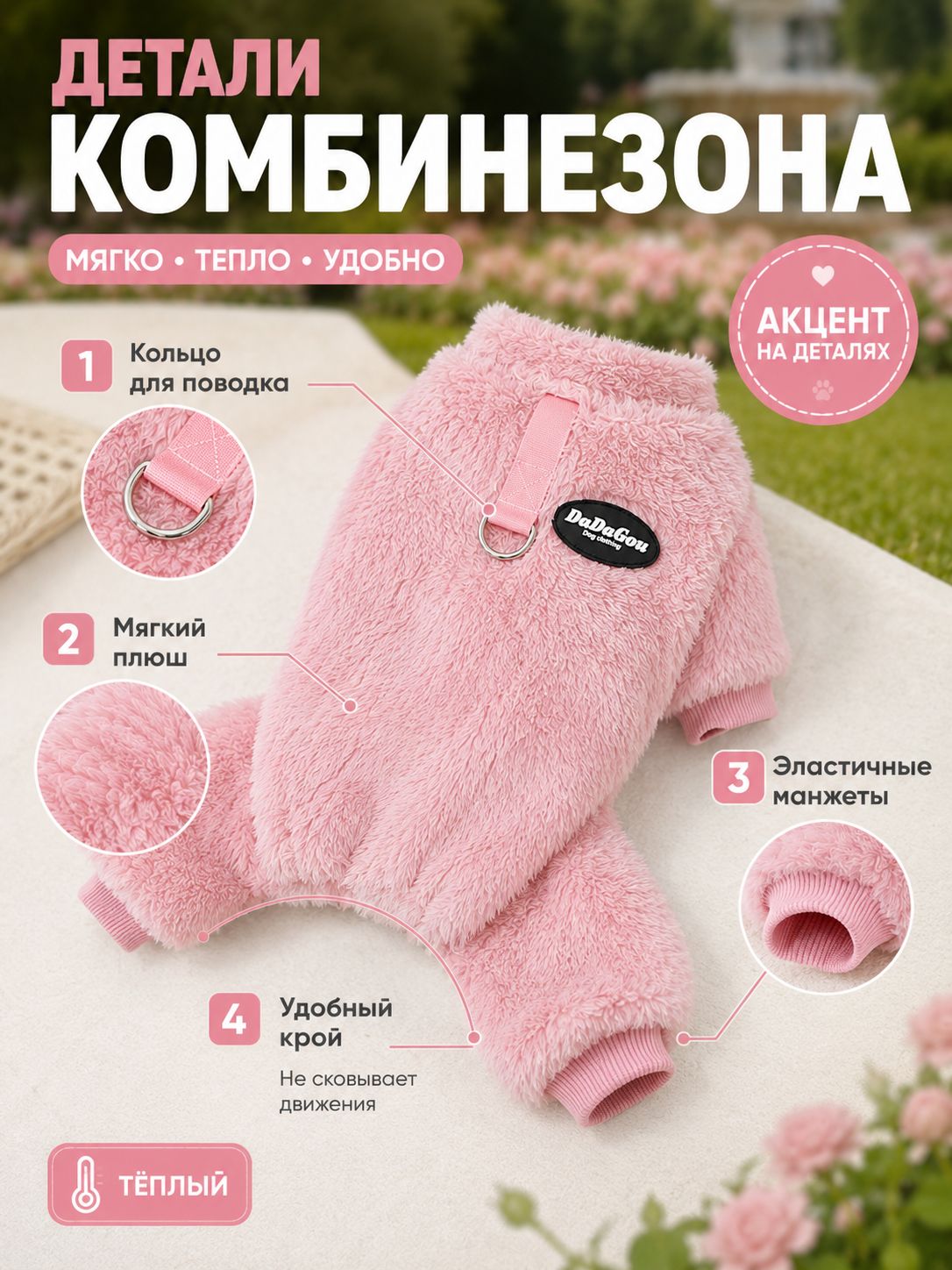 Теплый комбинезон для собак для зимних прогулок. Полное покрытие, защита от холода