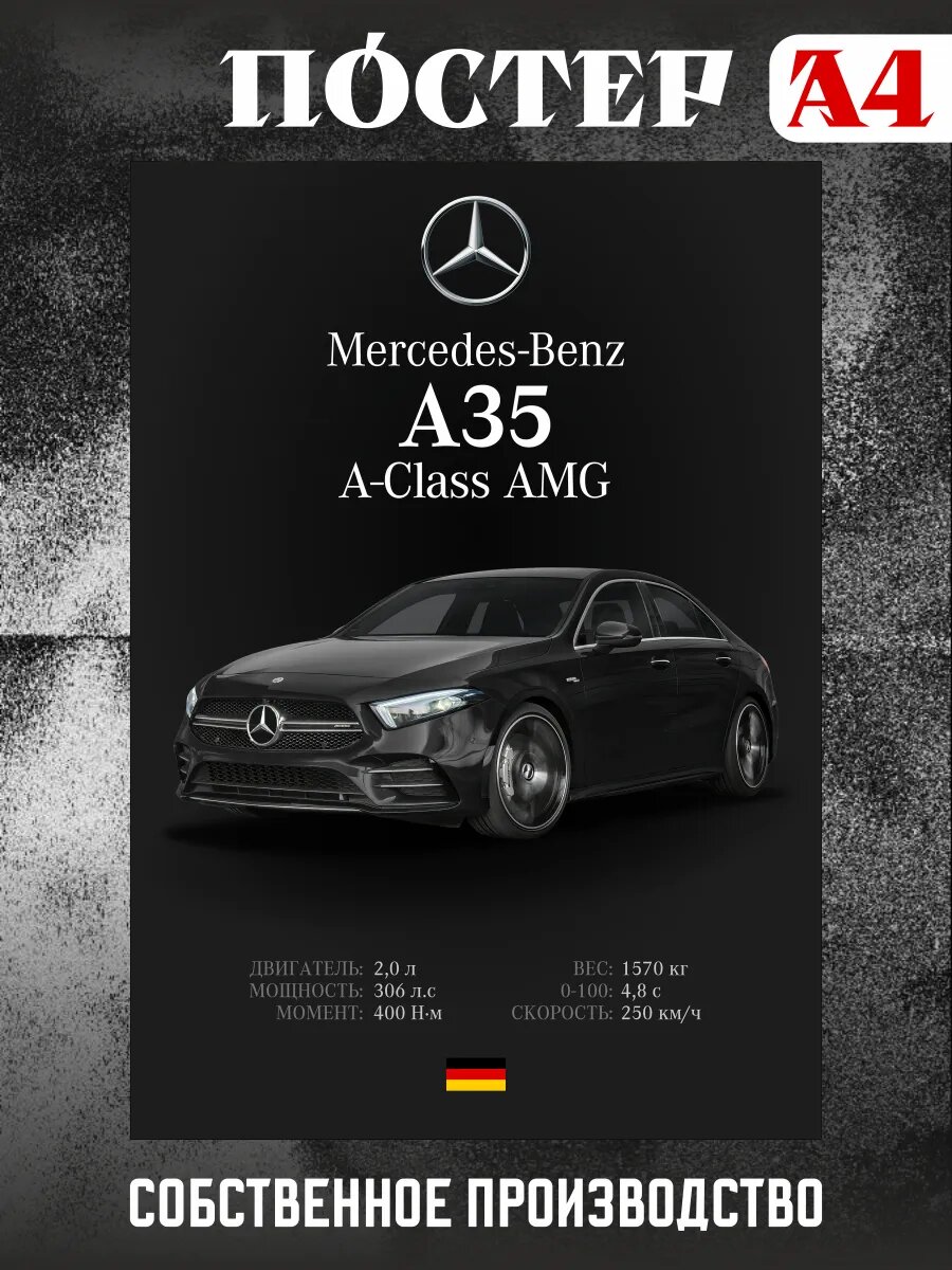 Постер на стену интерьерный А4 Mercedes-Benz A-Class AMG