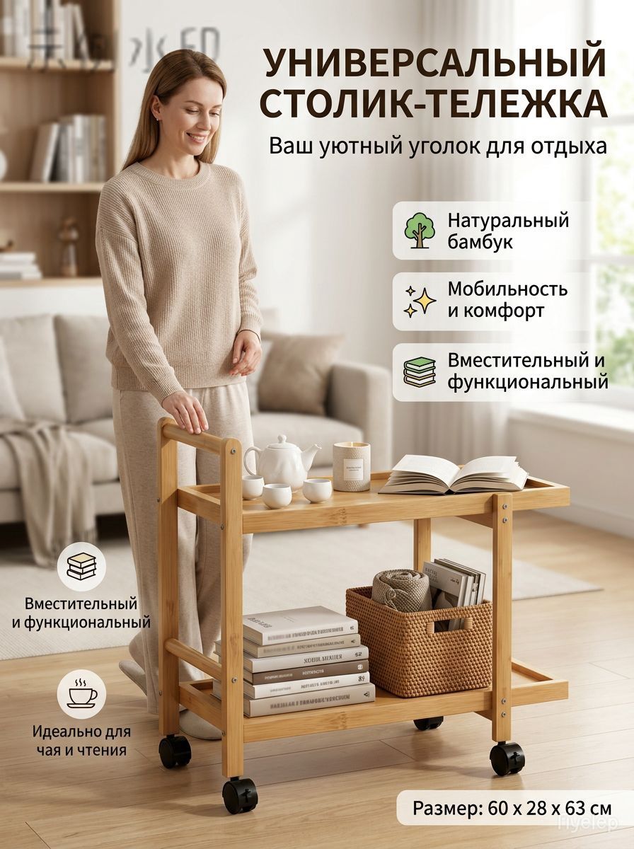 Сервировочный стол, 60х28х63 см