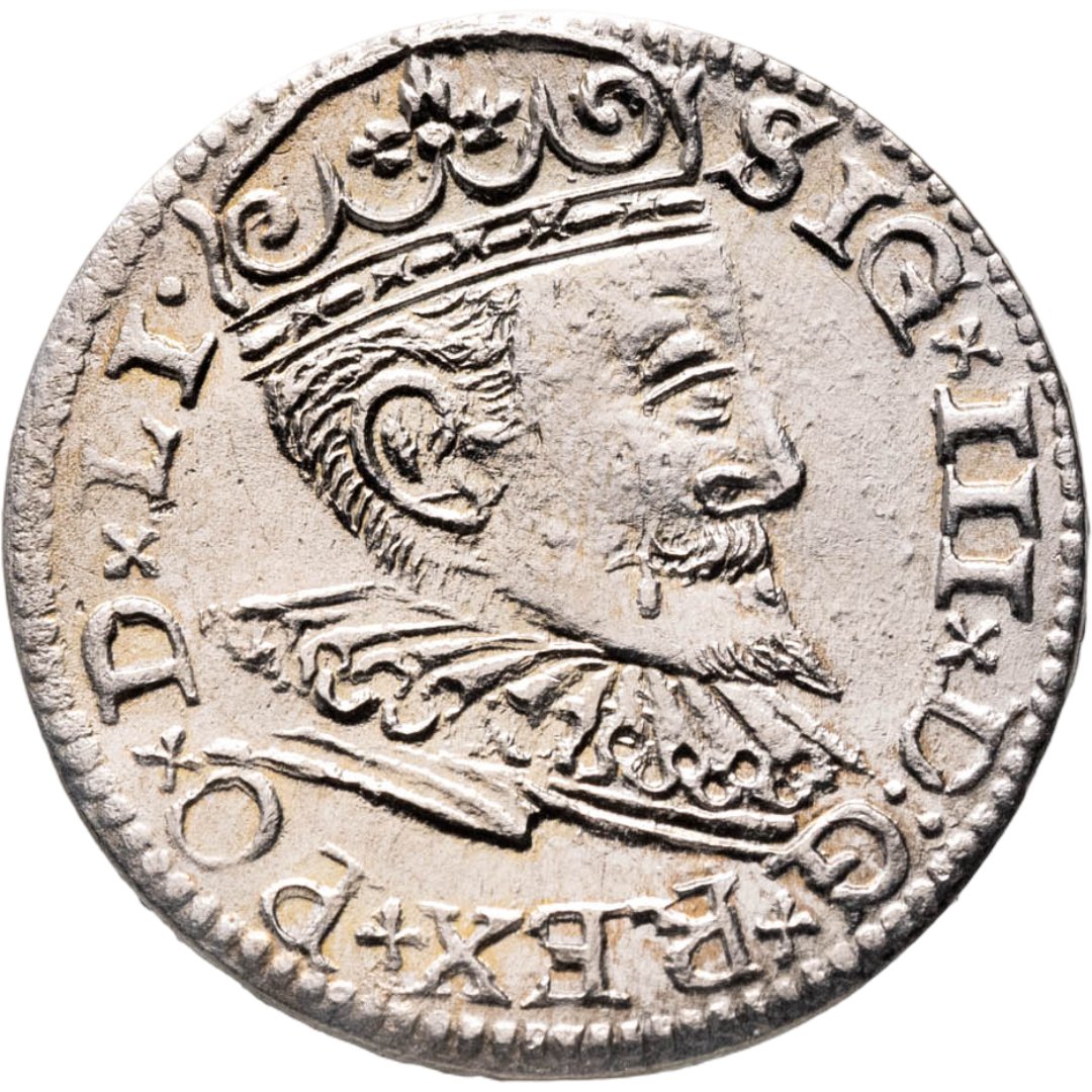 Речь Посполитая, Ливония 3 гроша 1596 Сигизмунд III, Серебро, в сохранности AU-UNC