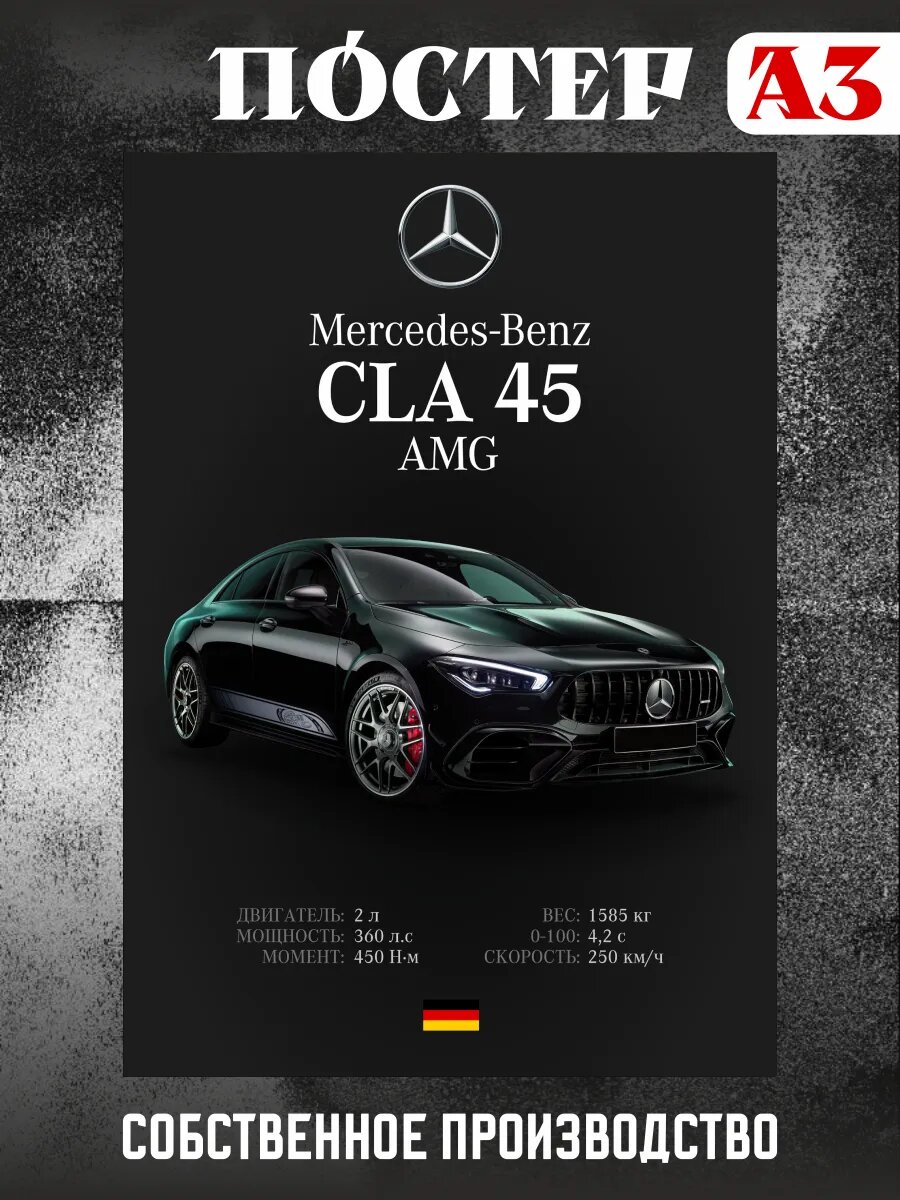 Постер на стену интерьерный А3 Mercedes-Benz CLA 45 AMG