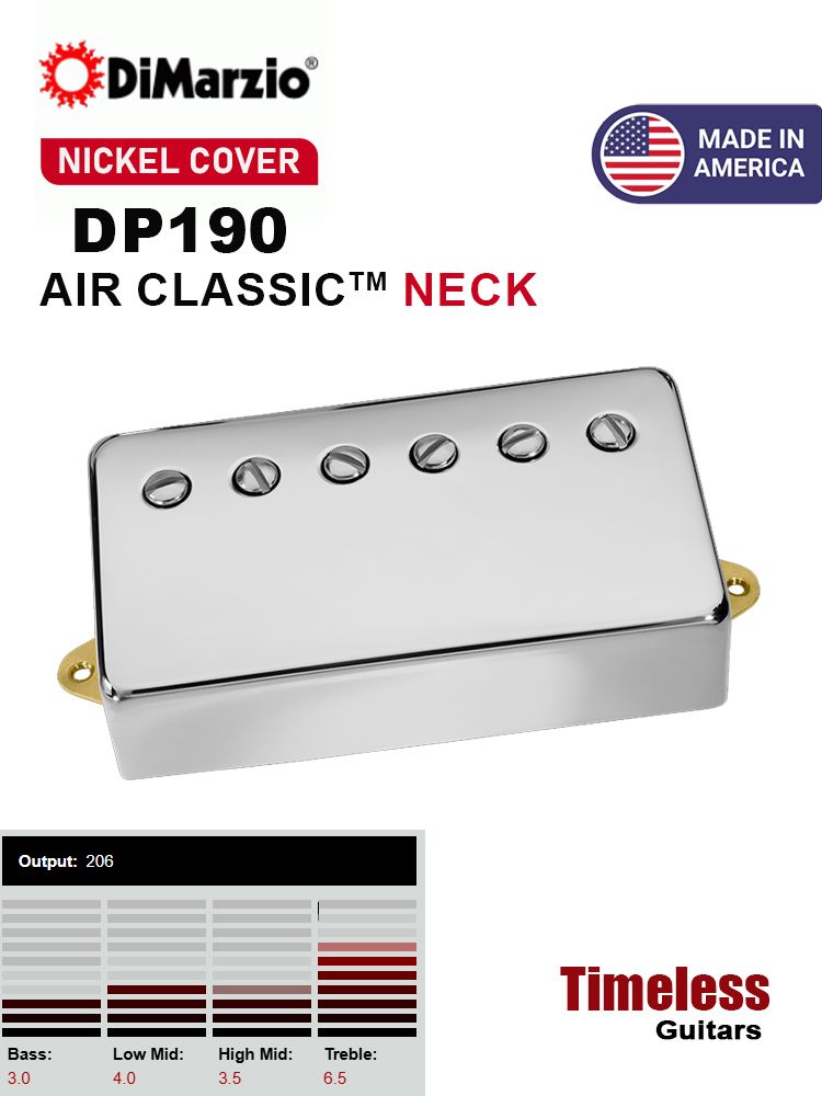Звукосниматель DiMarzio DP190 Air Classic для гитары, в стиле PAF 59, с закрытой крышкой цвета никель