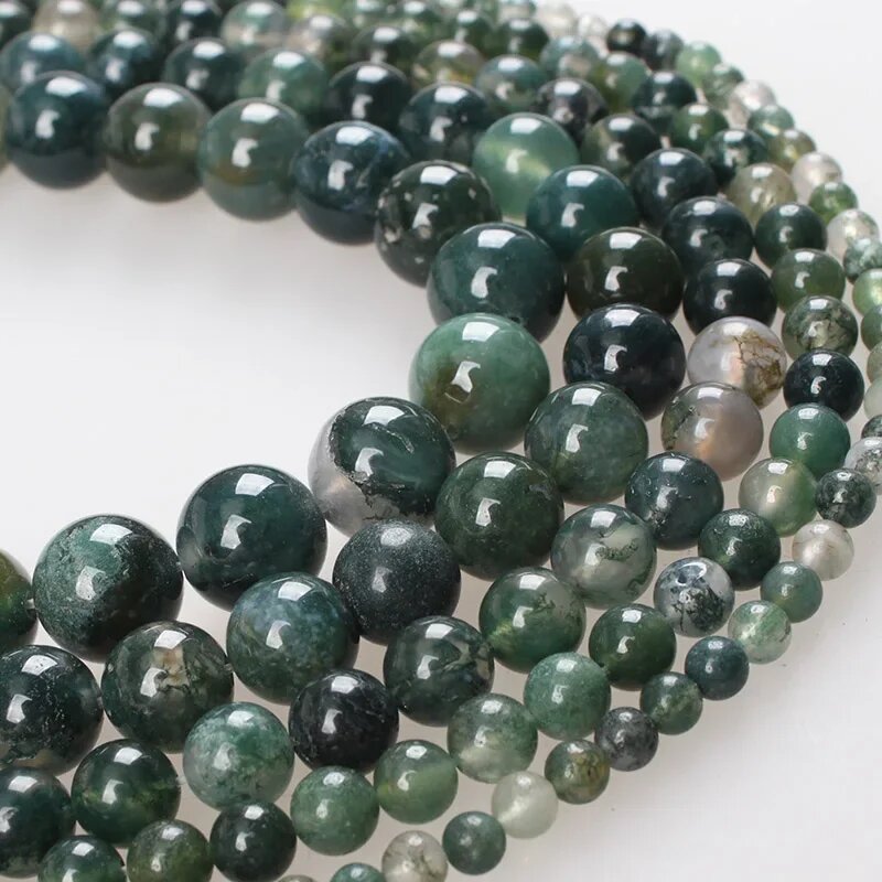 Бусины Мох Агат 4-14 мм 8mm around 46beads