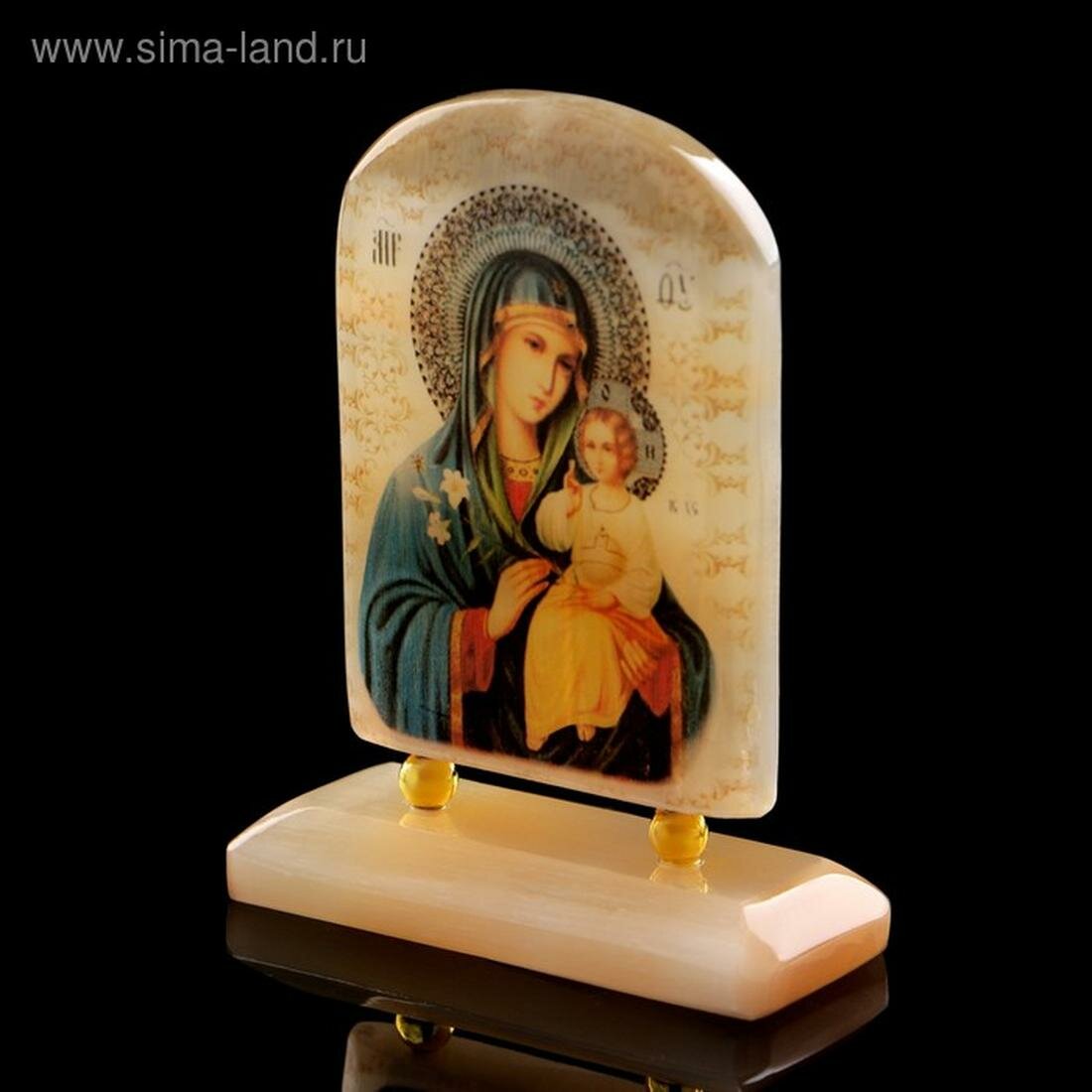Икона "Неувядаемый цвет", на подставке, селенит