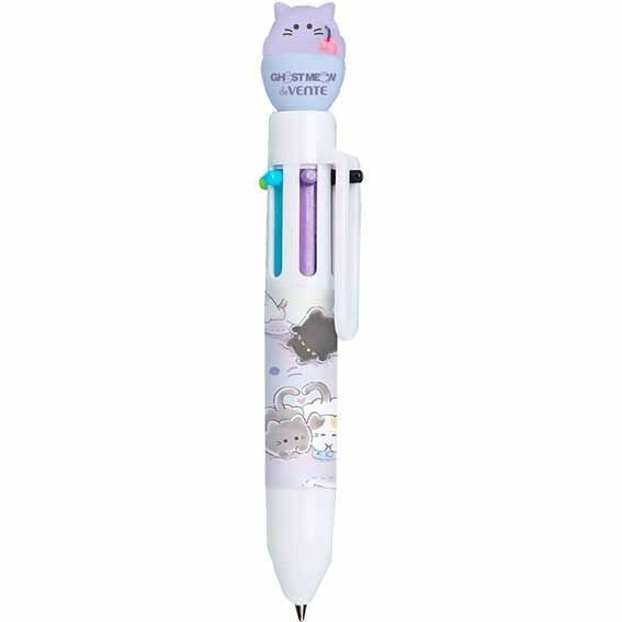 Ручка автоматическая шариковая 8-цветная deVENTE Ghost Meow 5070509, ультрагладкое письмо, 0,7 мм, декоративный элемент
