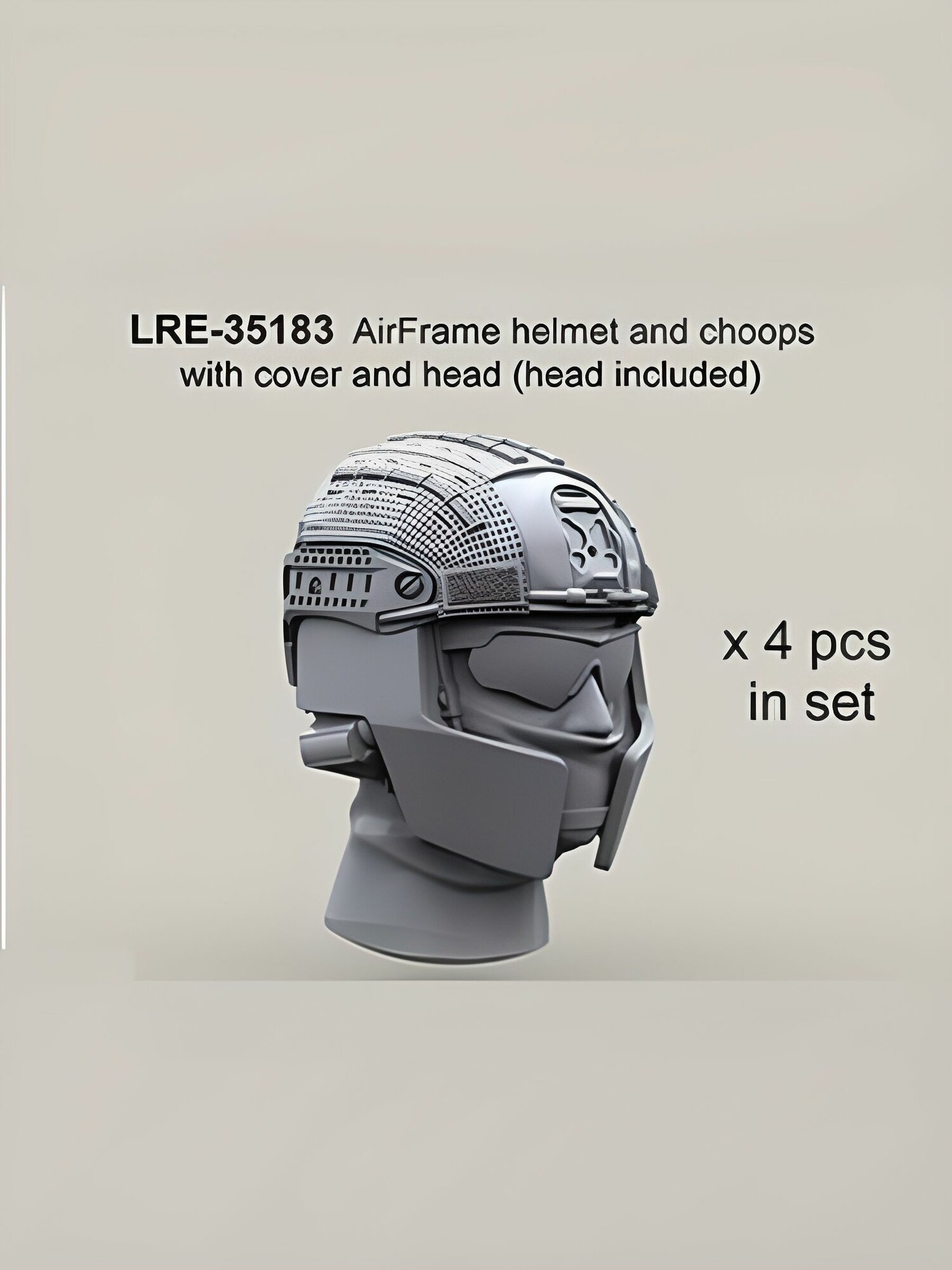 Шлем Airframe со "щеками", чехлом и головой (4 шт.) (1/35) LiveResin LRE-35183