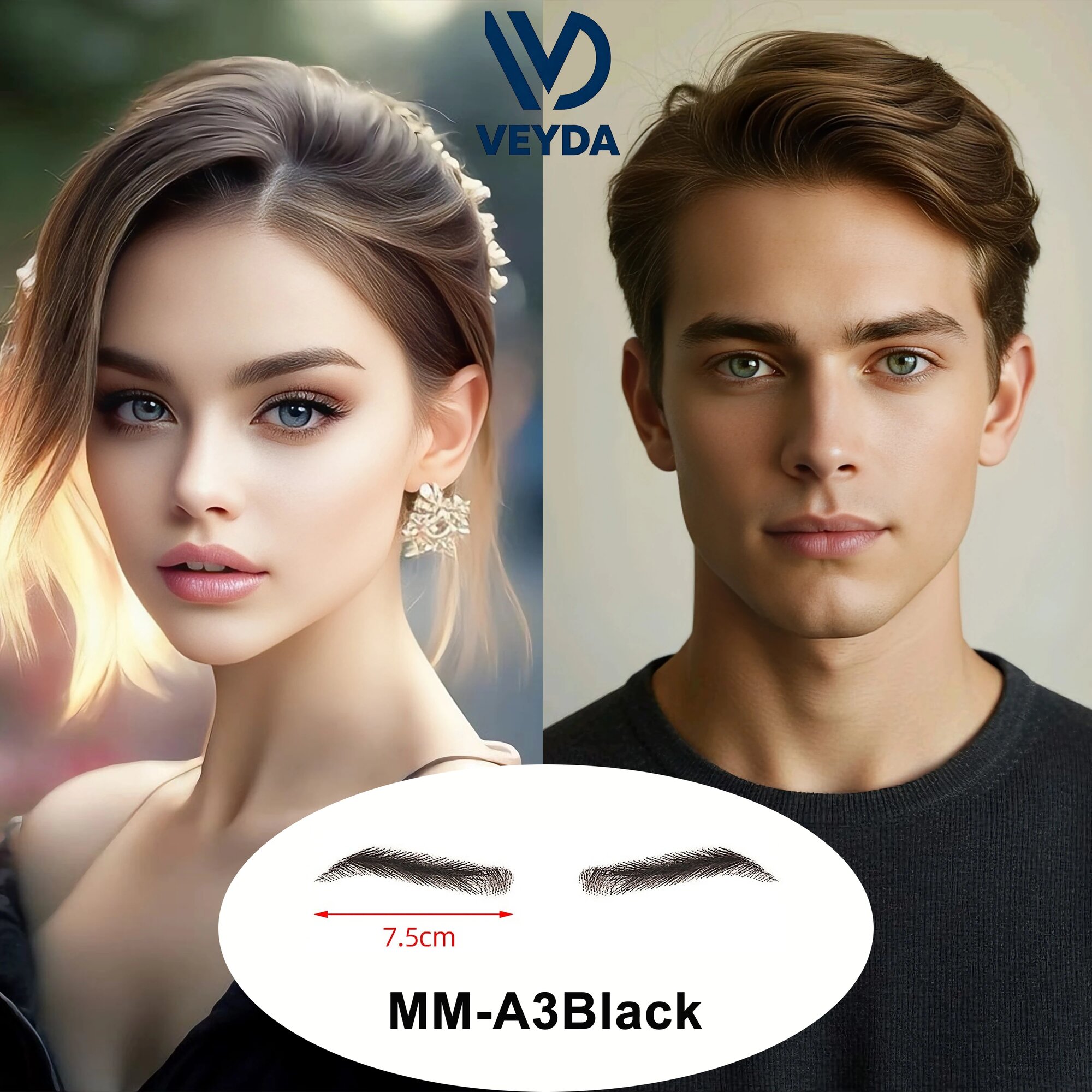 VEYDA Плетеные брови из натуральных волос MM-A3