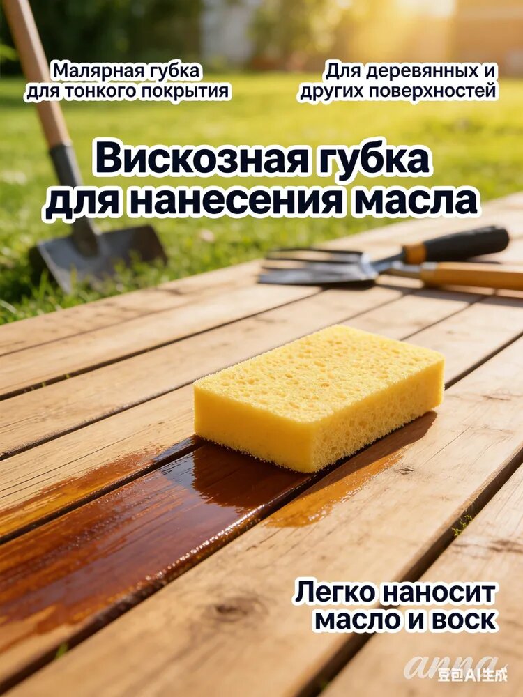 Вискозная губка для нанесения масла и воска, малярная, для деревянных и других поверхностей, 1 шт