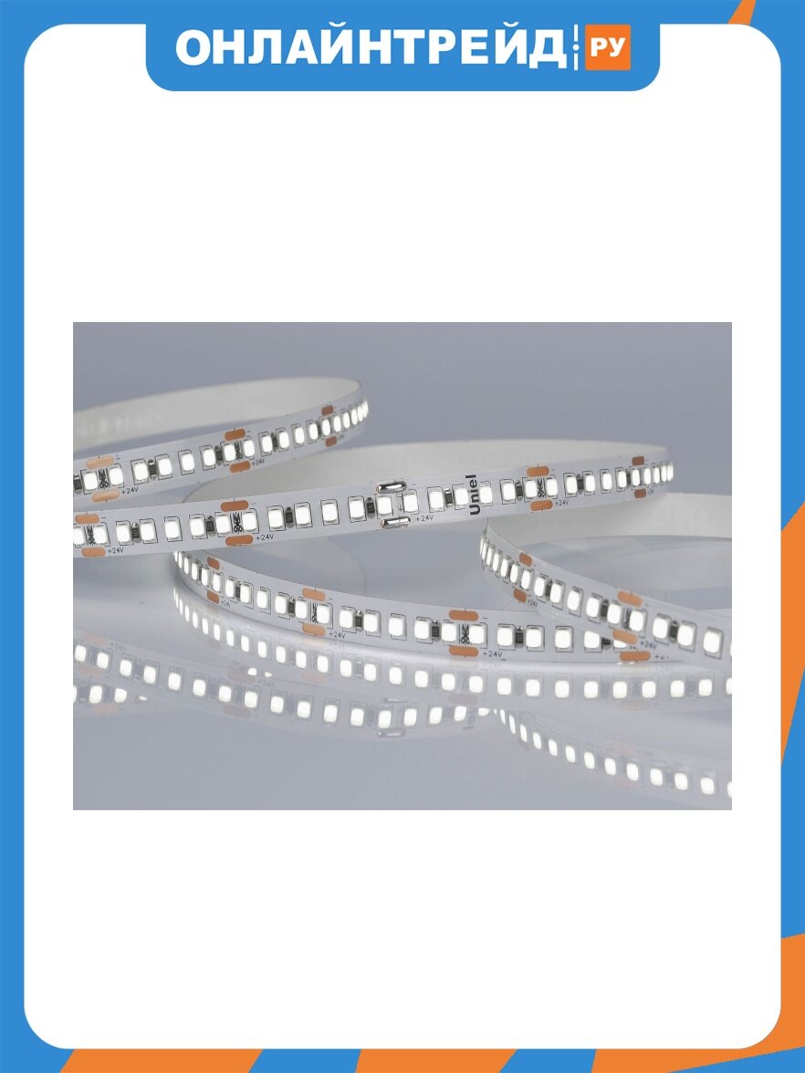 Светодиодная лента Uniel ULS-2835-180LED/m-10mm-IP20-DC24V-17W/m-5M-6500K Катушка 5м. Дневной свет (6500K). ТМ