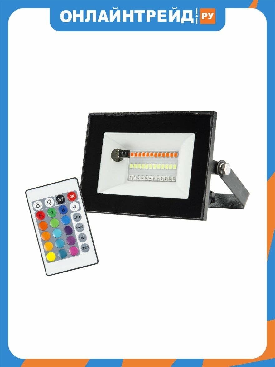 Прожектор Uniel ULF-F60-20W/RGB IP65 200-240В Мультиколор. Пульт ДУ (в/к). Корпус черный. TM .