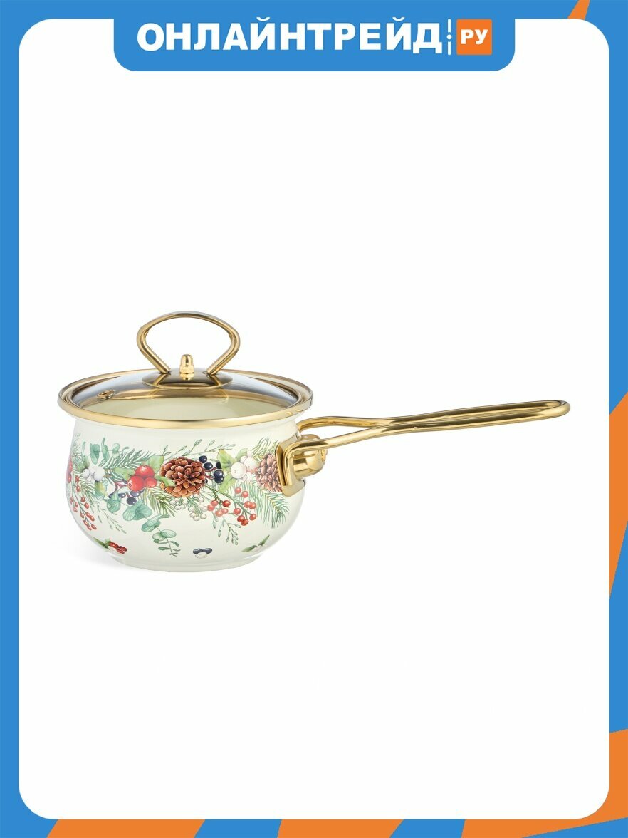 Ковш эмалированный Agness "Celebration", 0,9 л, 14 см (943-081)