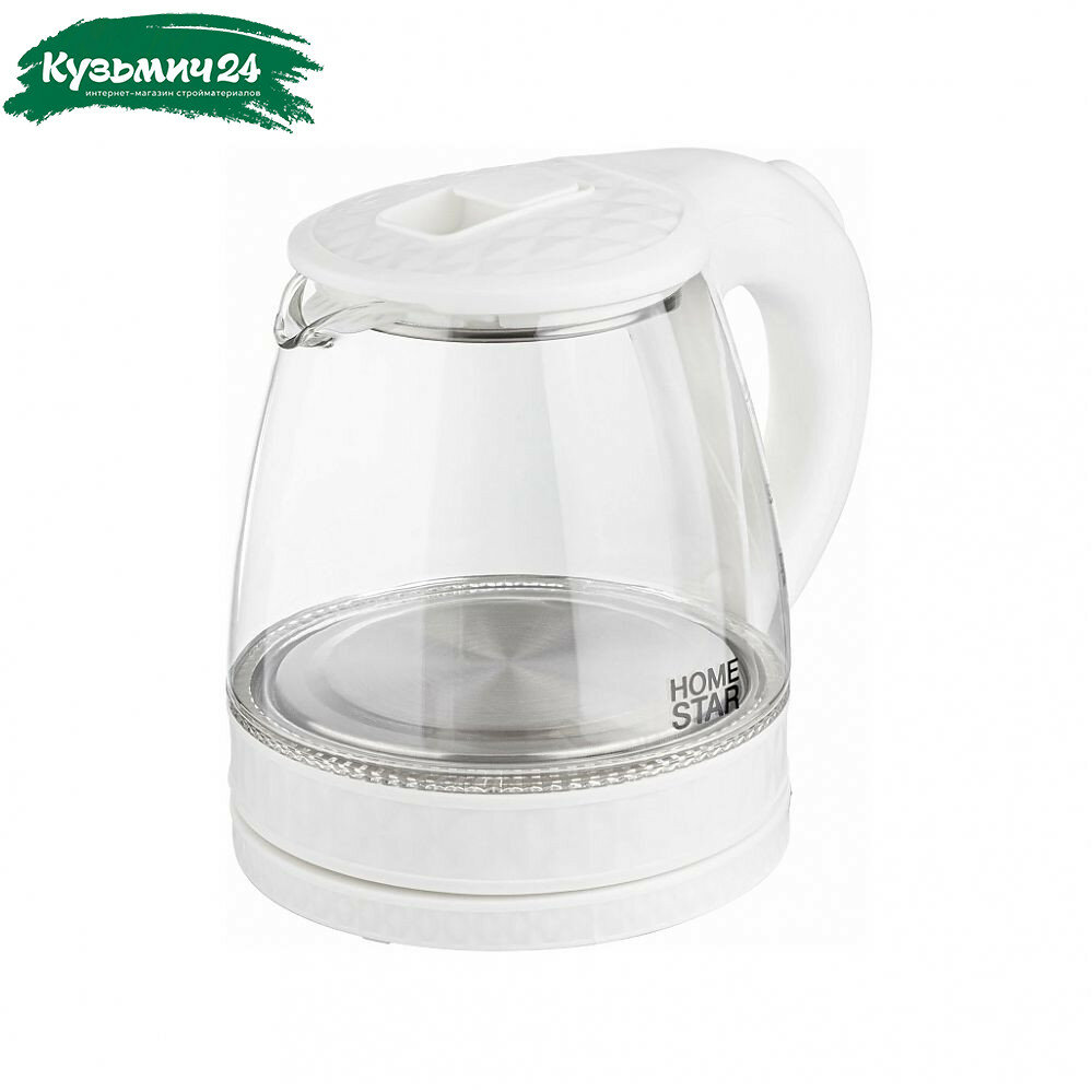 Чайник электрический Homestar HS-1053, 1.2 л, 1.5 кВт, прозрачный, белый