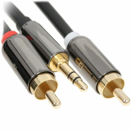 Аудиокабель, разъем jack 3.5 мм-2RCA, цвет- черный