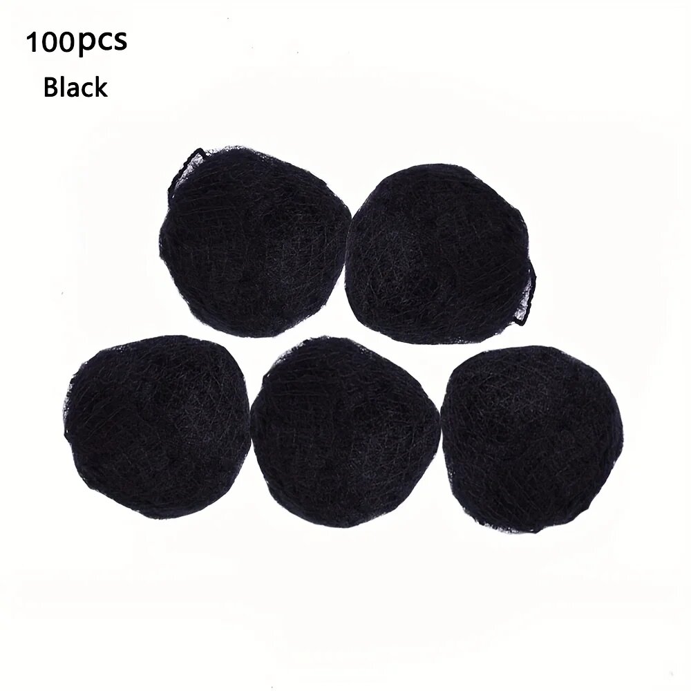 Сетки для волос 20 шт, нейлон, черные, светлые, коричневые, 5 мм black 100pcs