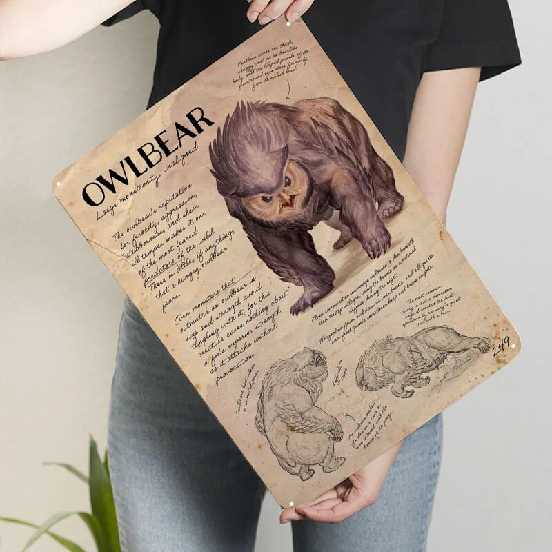 Металлическая вывеска Owlbear Note P2