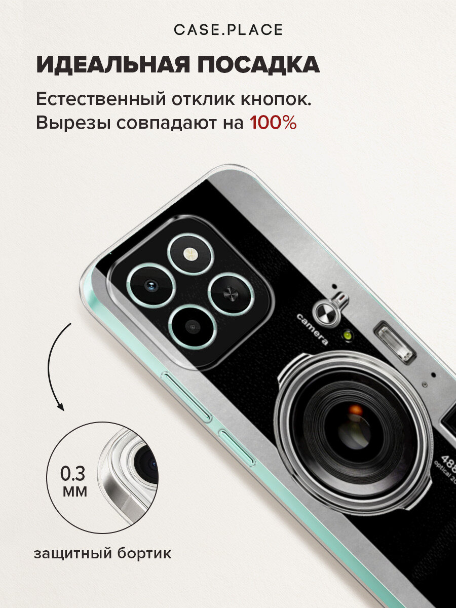 Силиконовый чехол на Honor X6c / Хонор X6c с принтом "Ретро камера" — фото 1