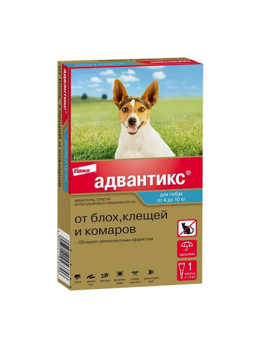 Адвантикс 100 Капли для собак 4-10кг 1мл №1