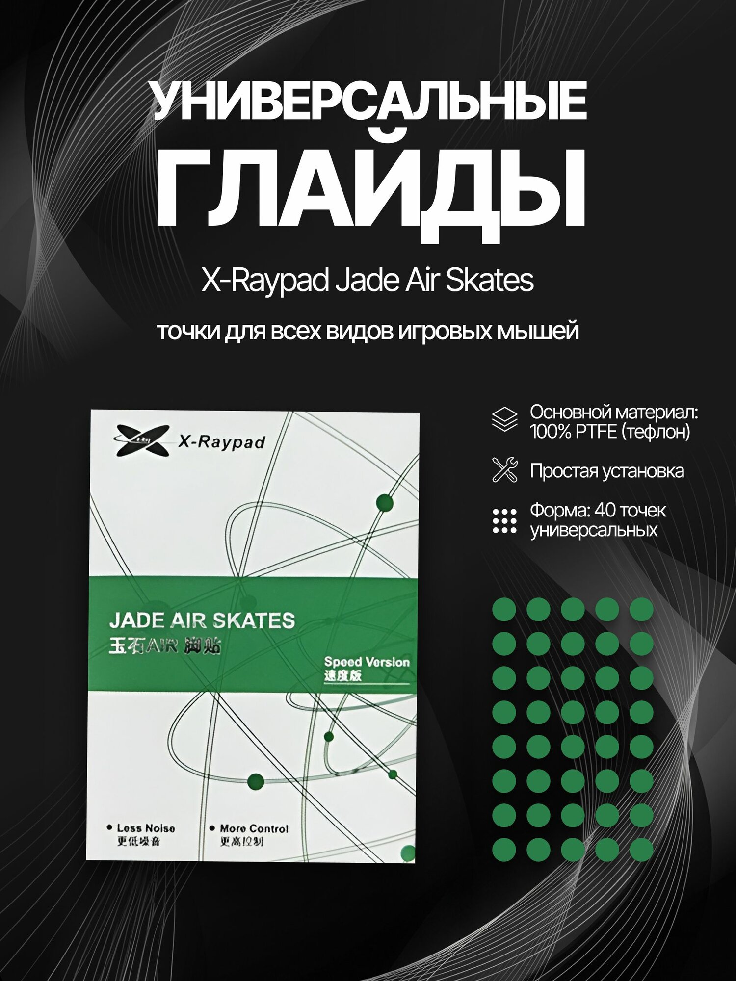 Универсальные глайды точки для мыши X-Raypad Jade Air