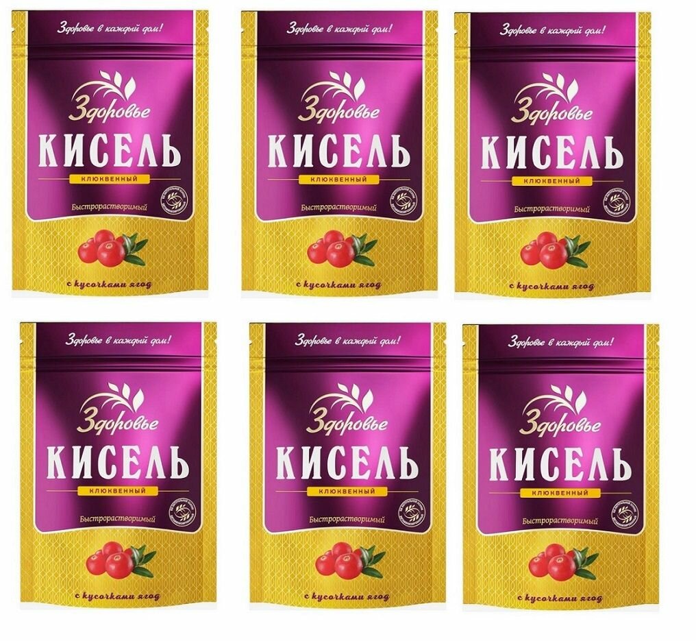 Здоровье Кисель, Клюквенный 150г, 6шт