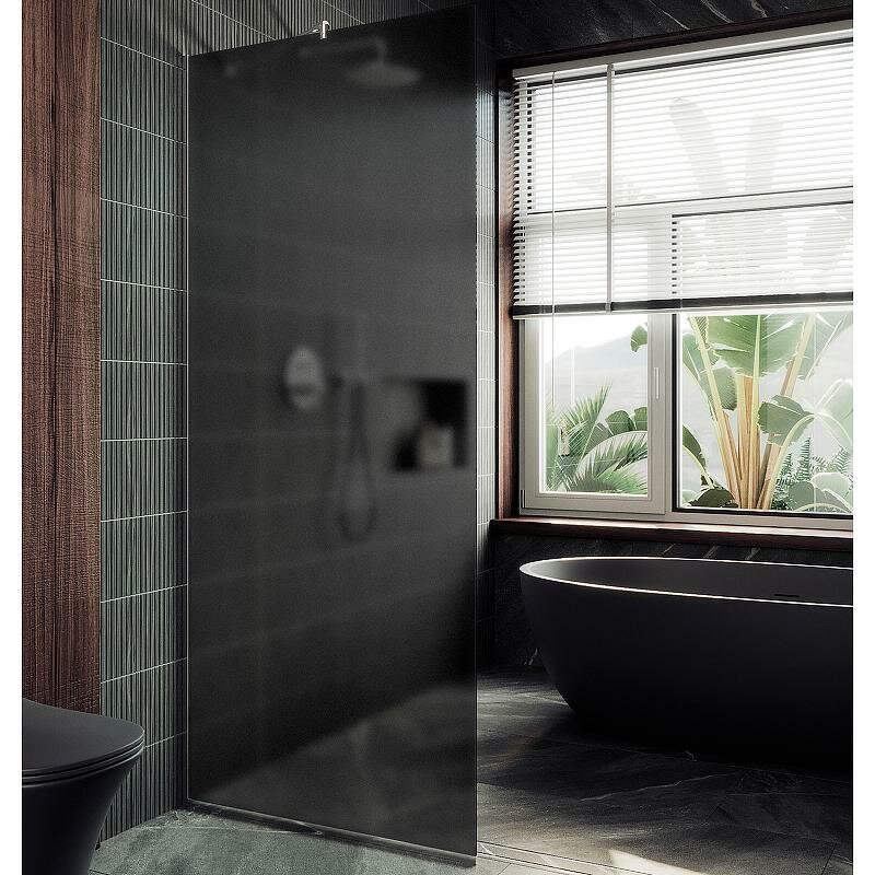 Душевая перегородка Maybah Glass MGD-694-5у 890x1950 в узком профиле Хром матовый стекло графитовое матовое