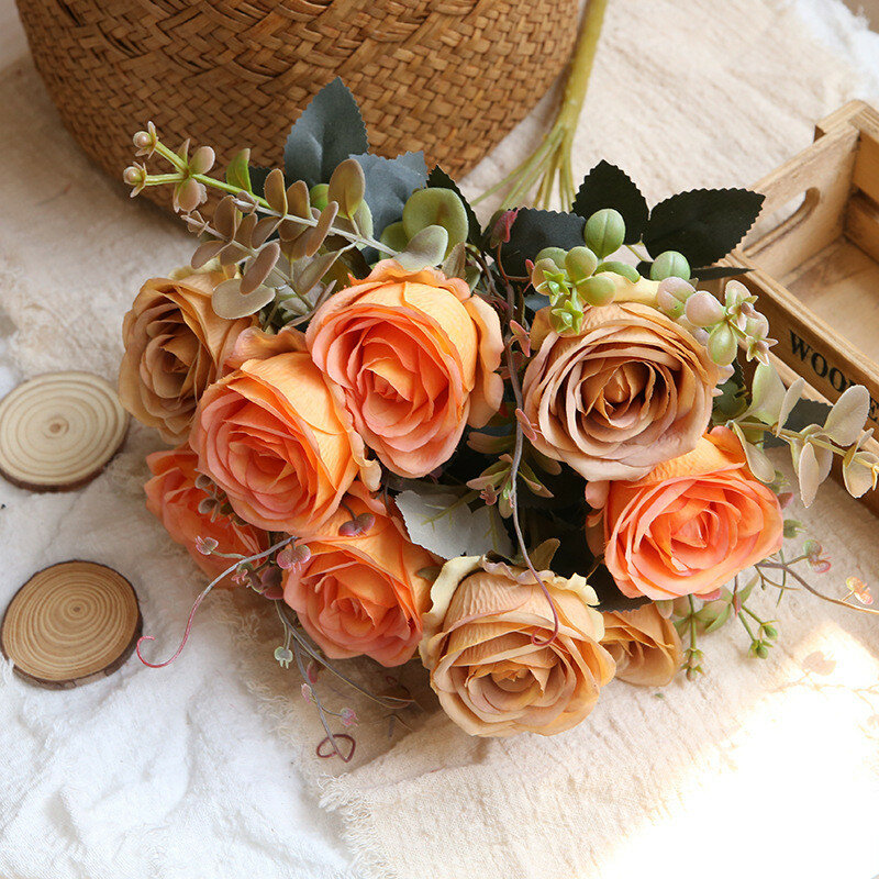Premium silk rose flowers for wedding outdoor events and creative home decor orange
