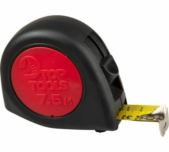 Рулетка Top Tools стальная лента с кнопкой паузы 7.5 м x 19 мм