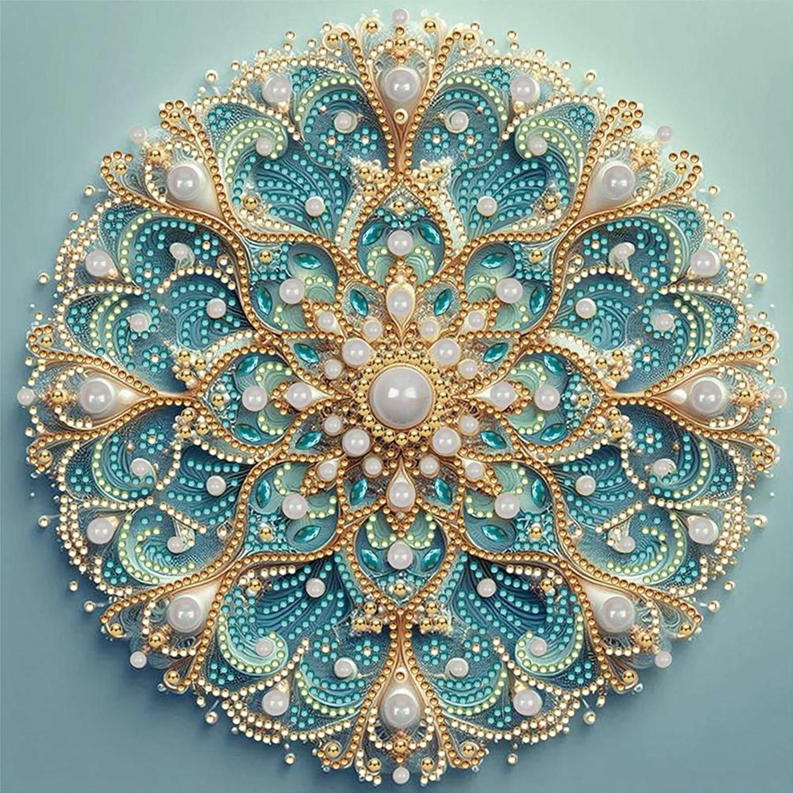 Алмазная мозаика круглой формы, узор мандала, частичная выкладка, 30x30 см, смола