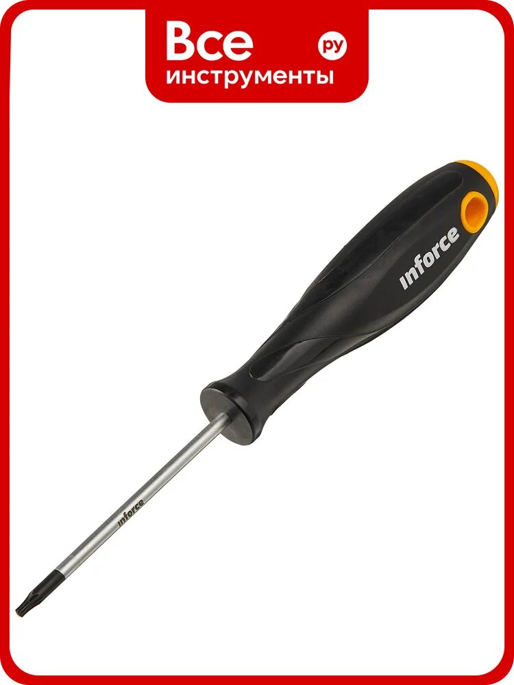 Отвертка TORX Inforce T10x80 с магнитным наконечником, рукоять из полиуретана, прямая форма, стержень из стали