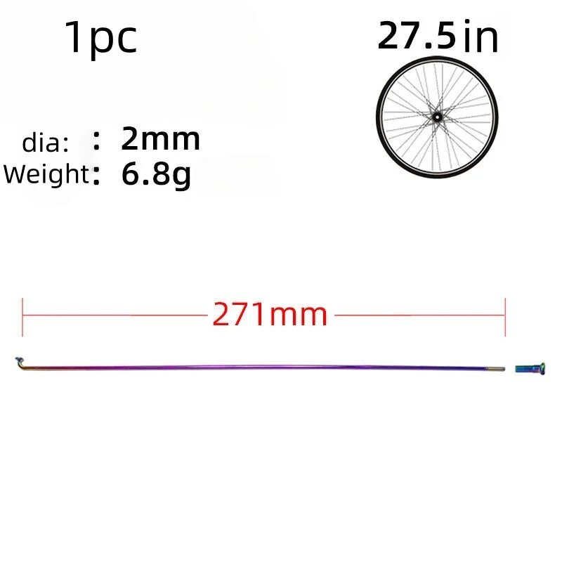Спицы MEROCA для MTB из нержавеющей стали радужное покрытие 26 27.5 29 дюймов 271mm