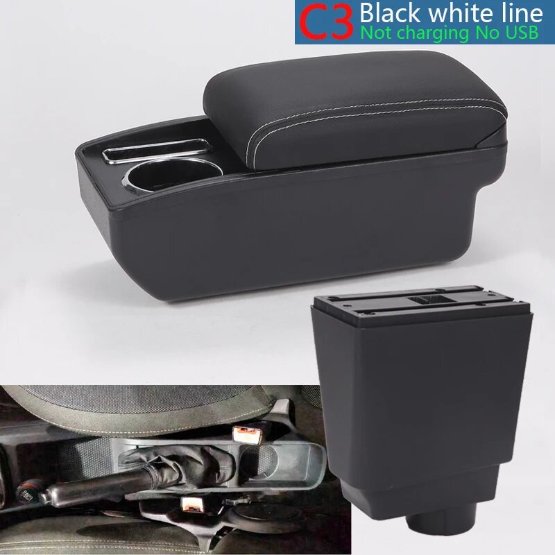 Органайзер-подлокотник Для Fiat Grande Punto, Специальные Аксессуары Для C3 Black white NOUSB