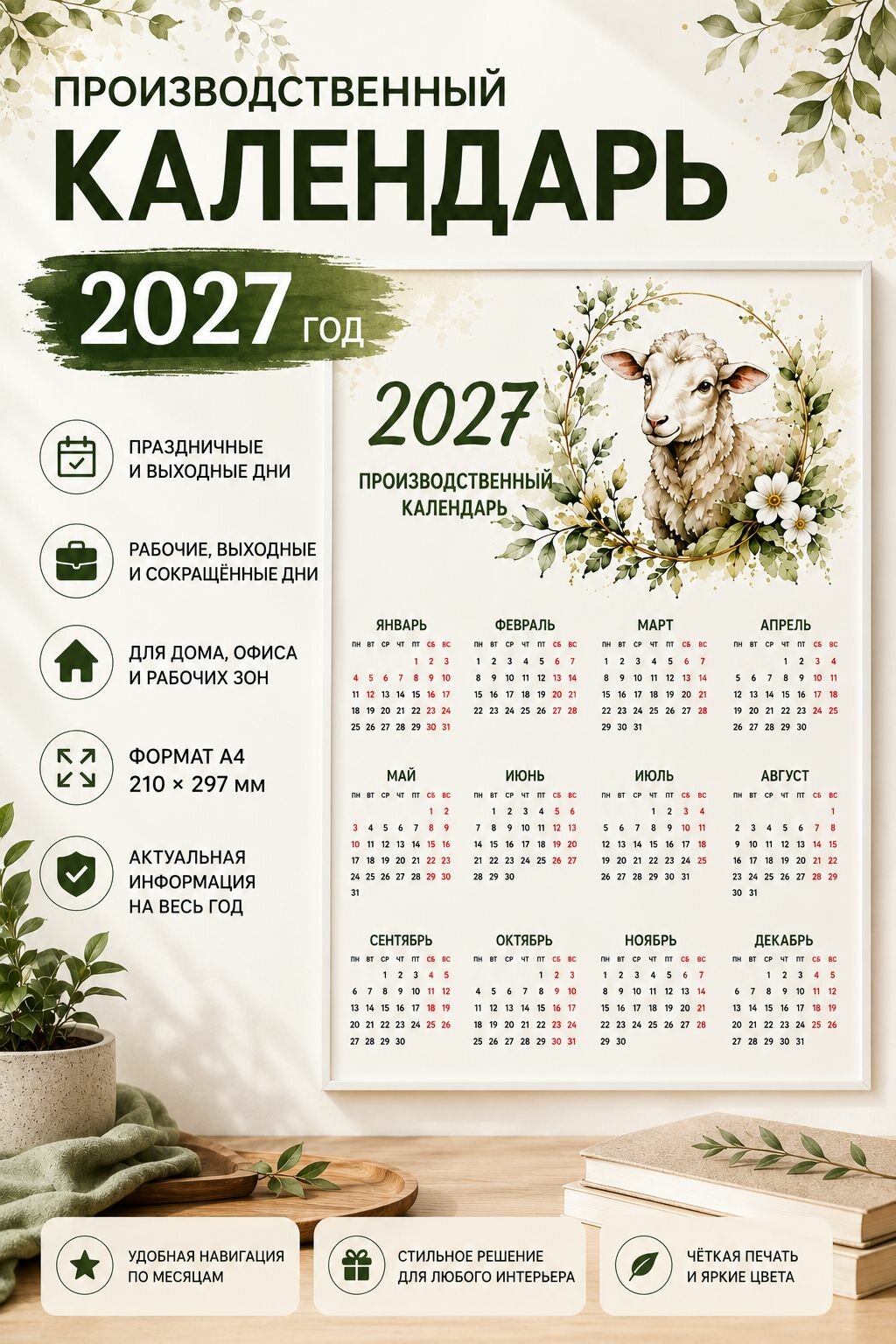 Календарь 2027 г, Квартальный
