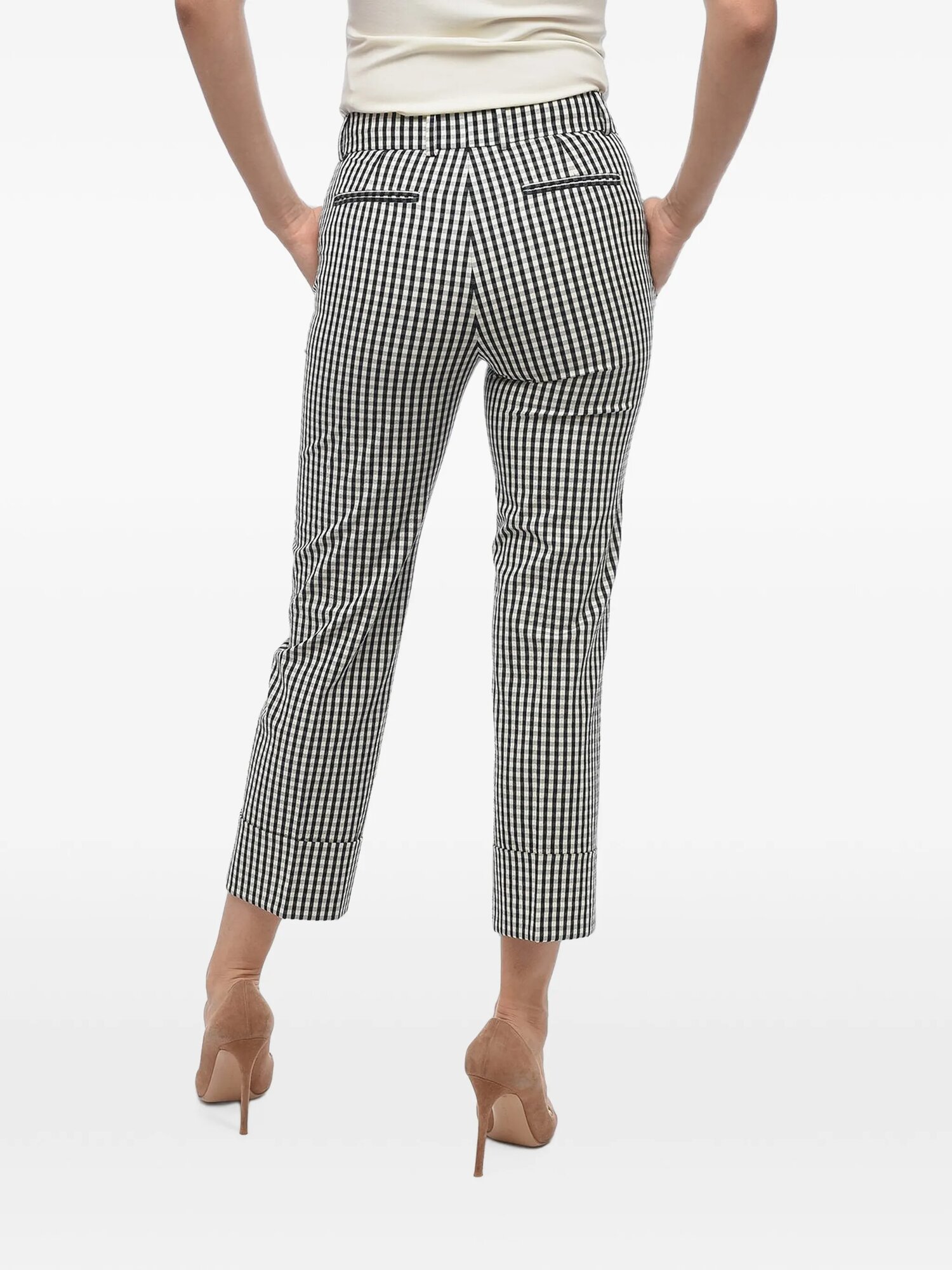 Брюки QL2 Gingham turn-up cropped trousers, размер 38 — фото 1