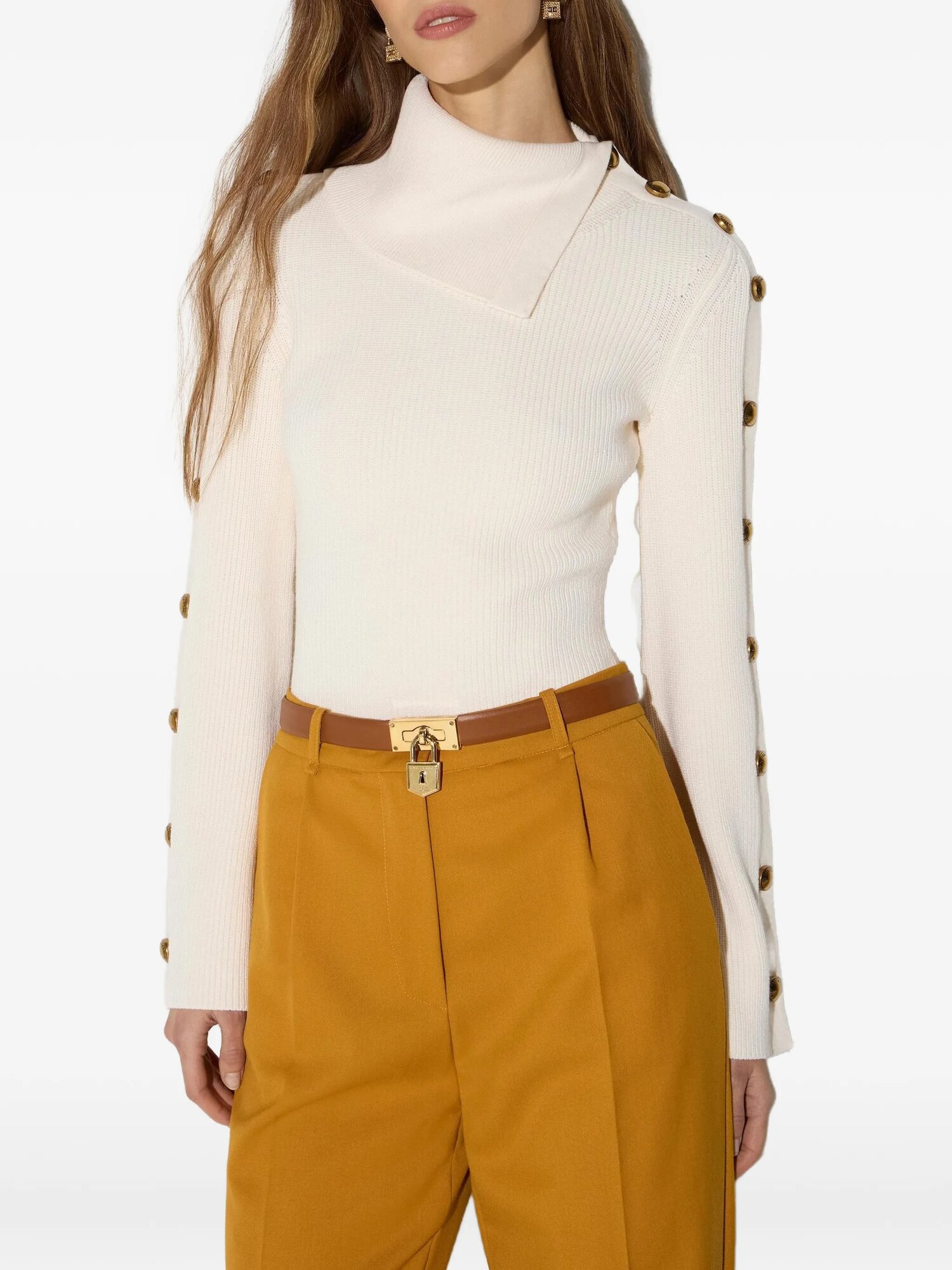 Свитер Elisabetta Franchi Knit pullover with jewel buttons, размер 46 — фото 1