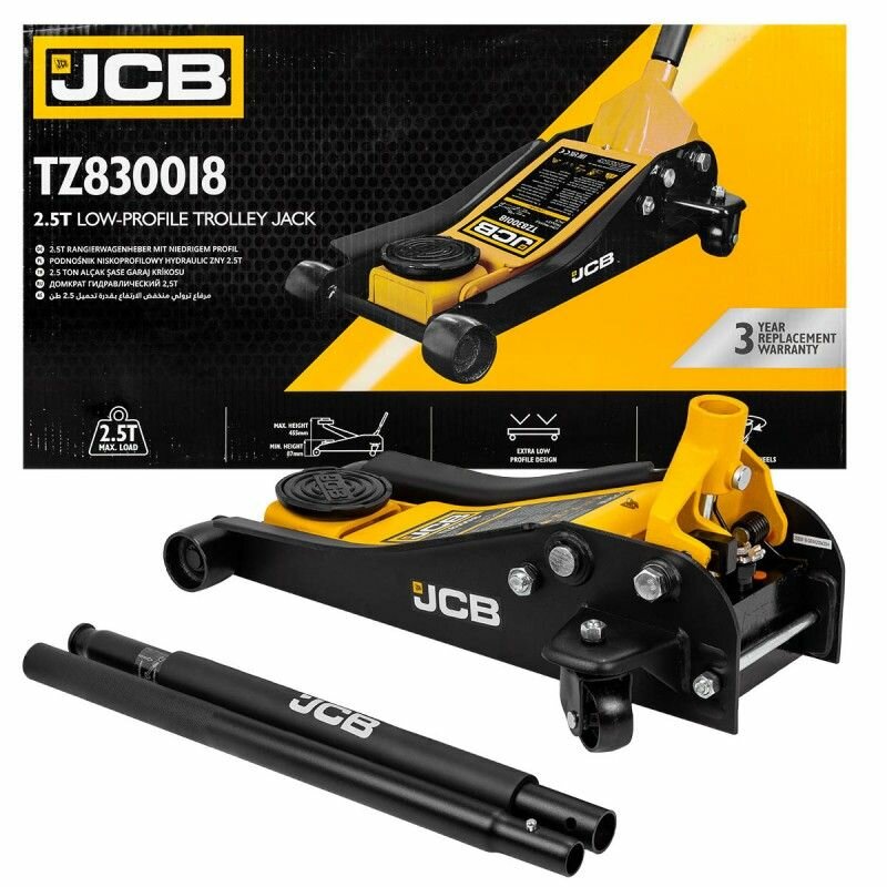 Домкрат JCB подкатной гидравлический 2.5т (h min 87мм, h max 455мм)