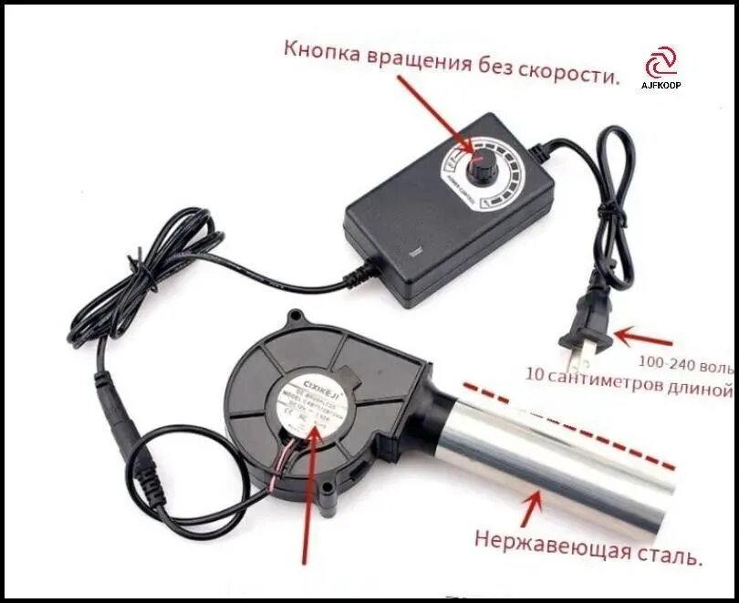 Нагнетатель воздуха, дыма для дымогенератора, с регулировкой скорости, 220V