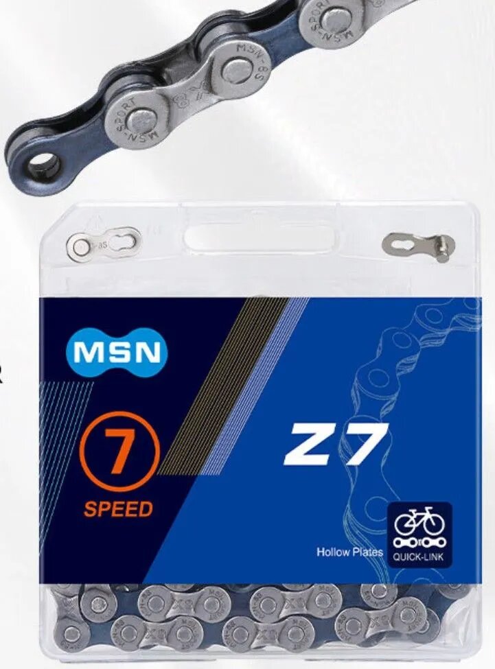 Цепь Z7 MSN (KMC)116 зв. замок CL373 велосипедная 7 скоростей MSN(KMC) (модель Z50)1/2"x3/32" пин 7,3 мм под SHIMANO Шимано