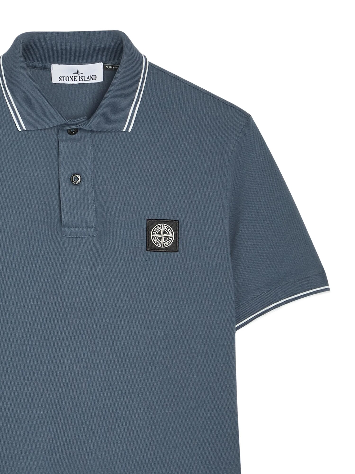 Рубашка Stone Island Logo-patch polo shirt, размер XL, Синий принт — фото 1